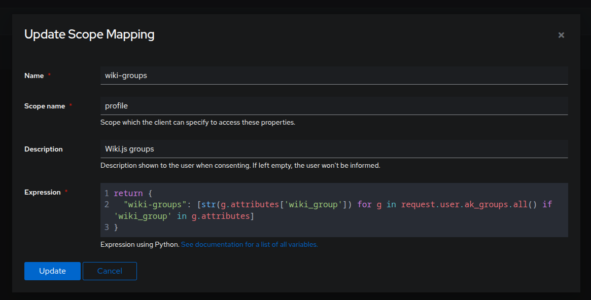 Creating custom property mappings for oidc/oauth2 in authentik – brunner.ninja
